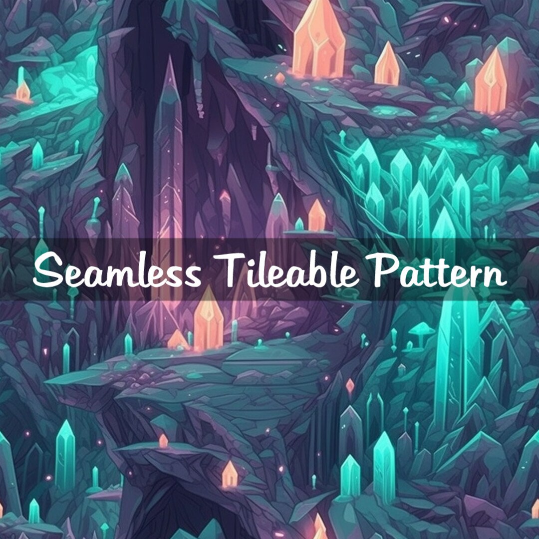 Fantasy Art Glowing Crystal Cave Tileable Seamless Pattern Repeating ...