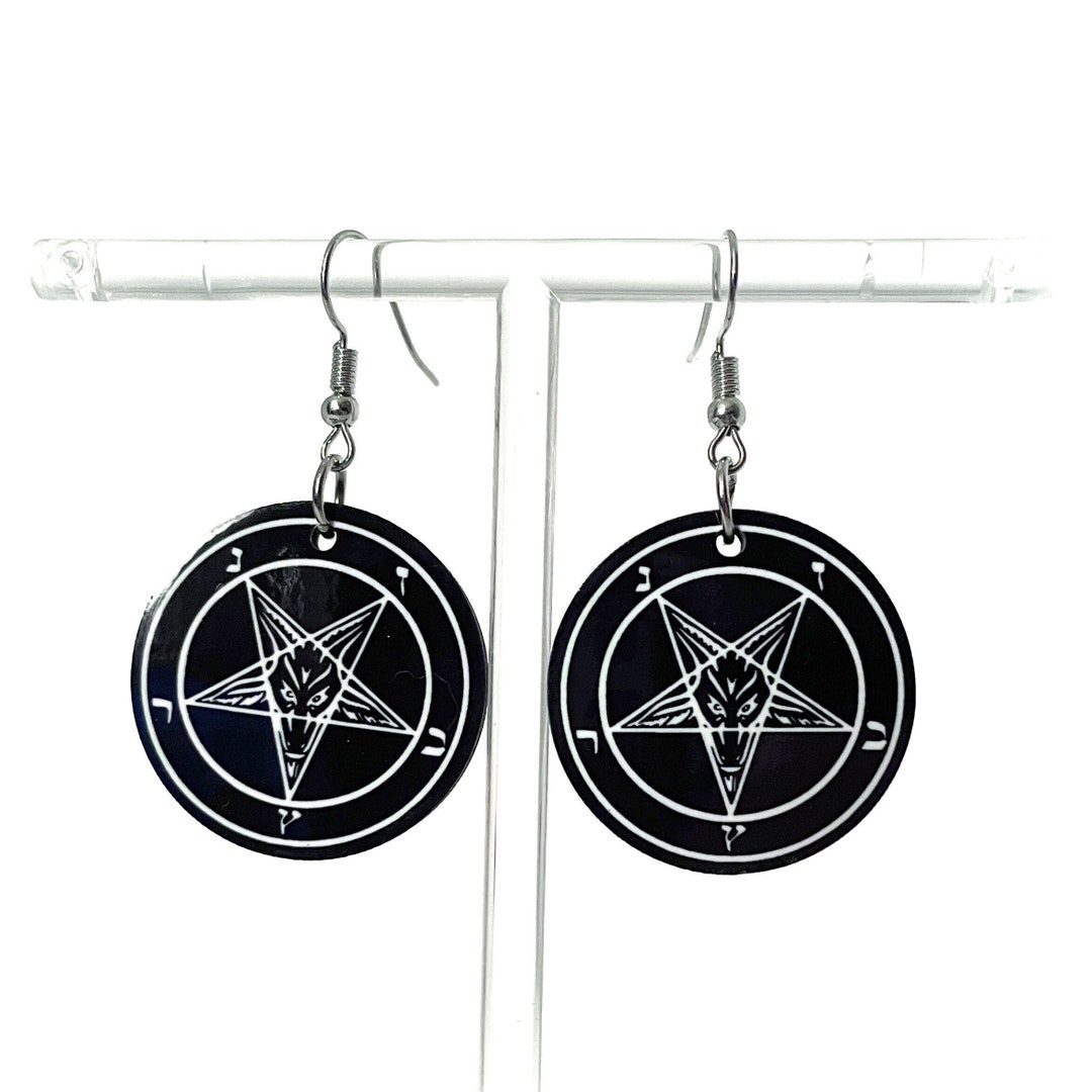 Baphomet Sigil Pentagram Satanic Earrings Gothic Jewelry Occult Witchy ...