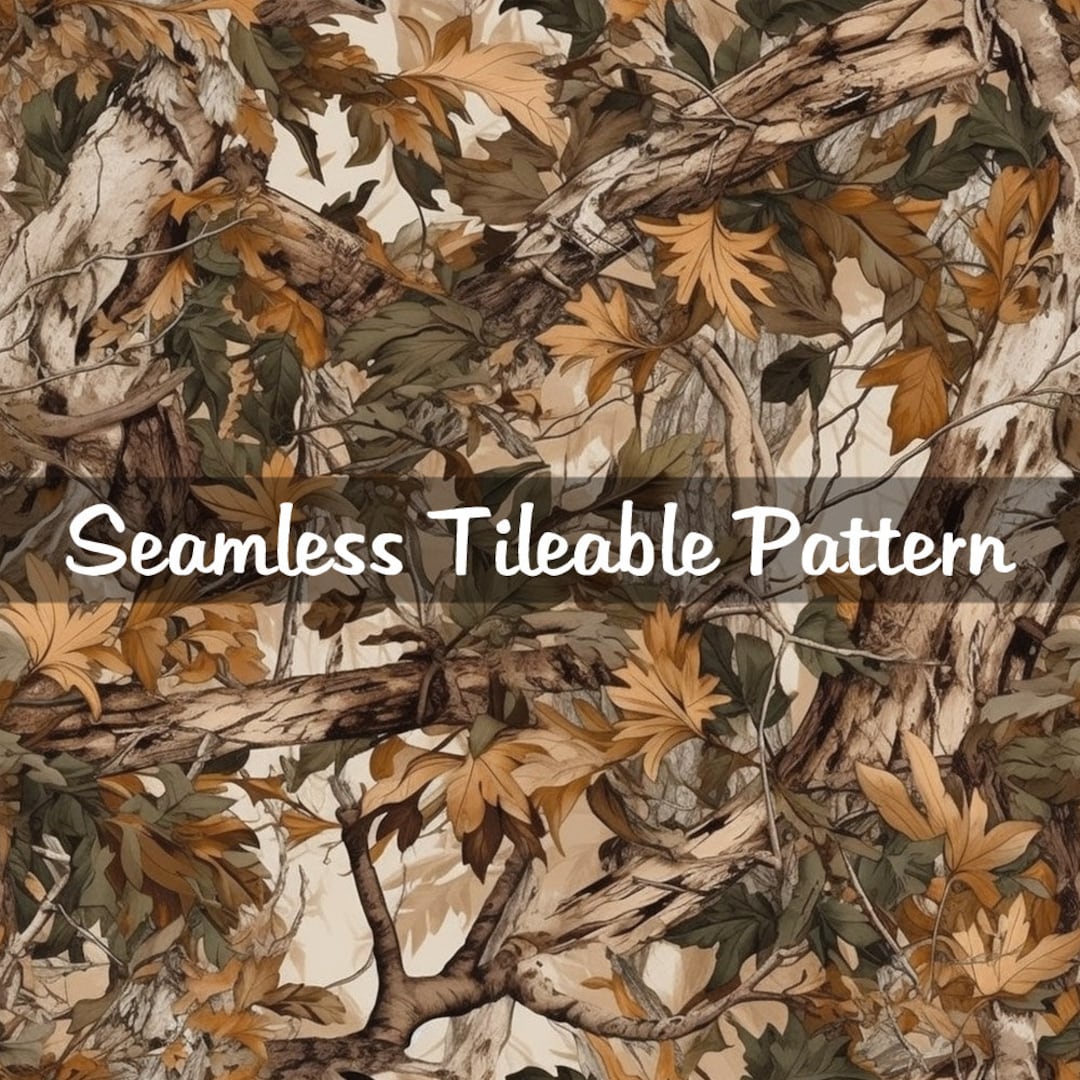 Autumn Camo Seamless Pattern: Tree Foliage, Hunting Fabric (digital ...