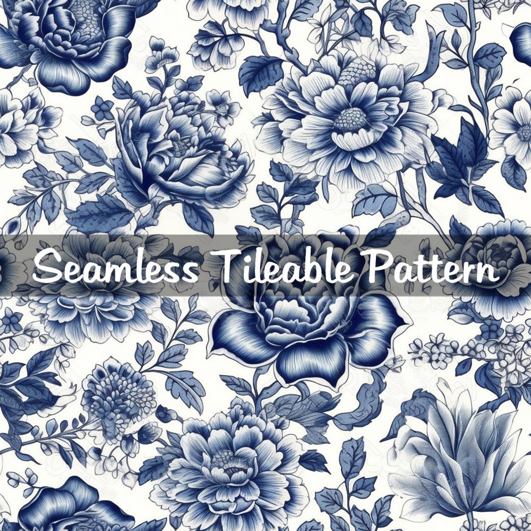 Blue & White Floral China Pattern Tileable Seamless Flower Pattern ...