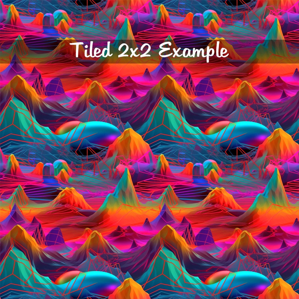 Neon Alien Sci-fi Landscape Tileable Seamless Pattern - Etsy