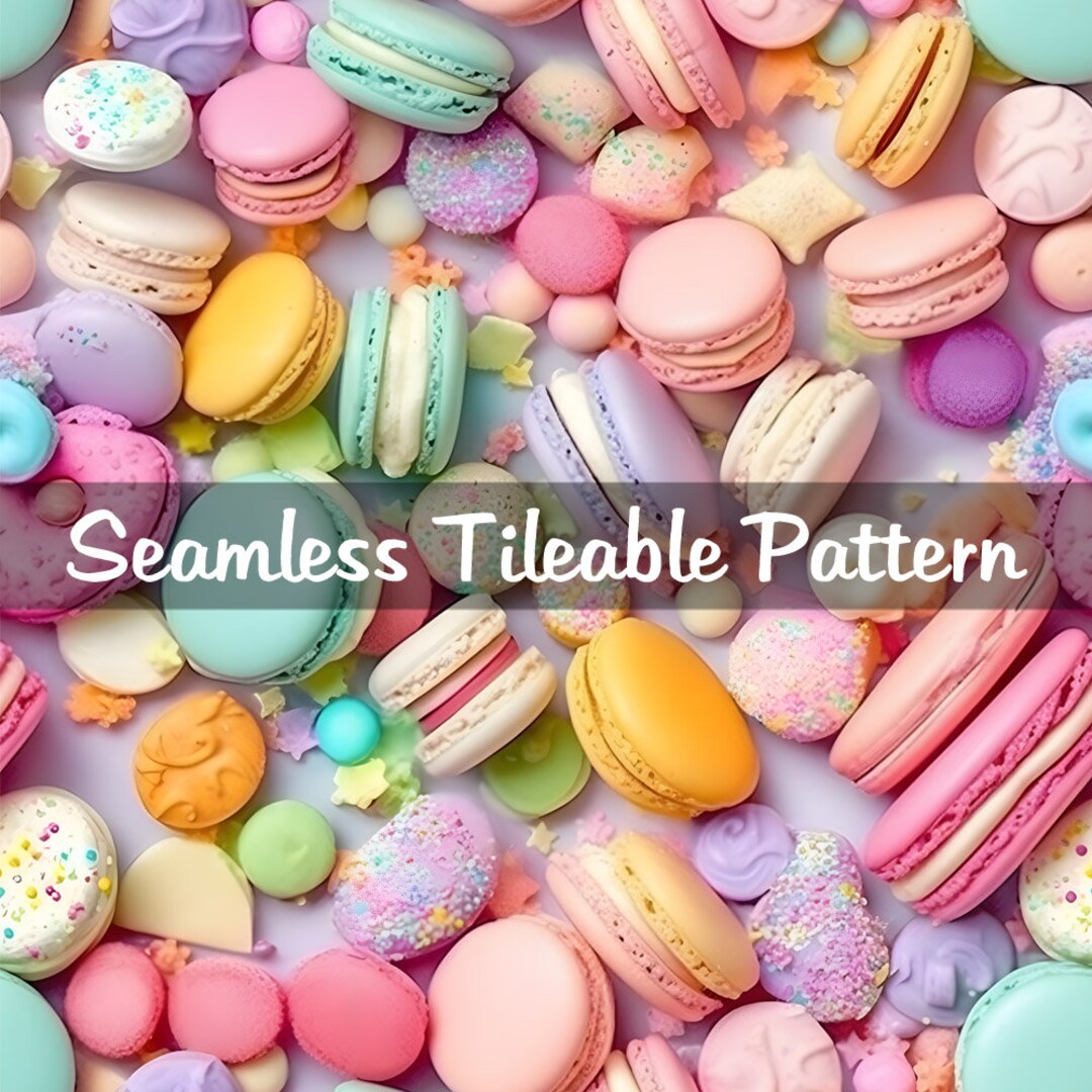 Cute Pastel Macarons Sweets Tileable Seamless Pattern Repeating Digital ...