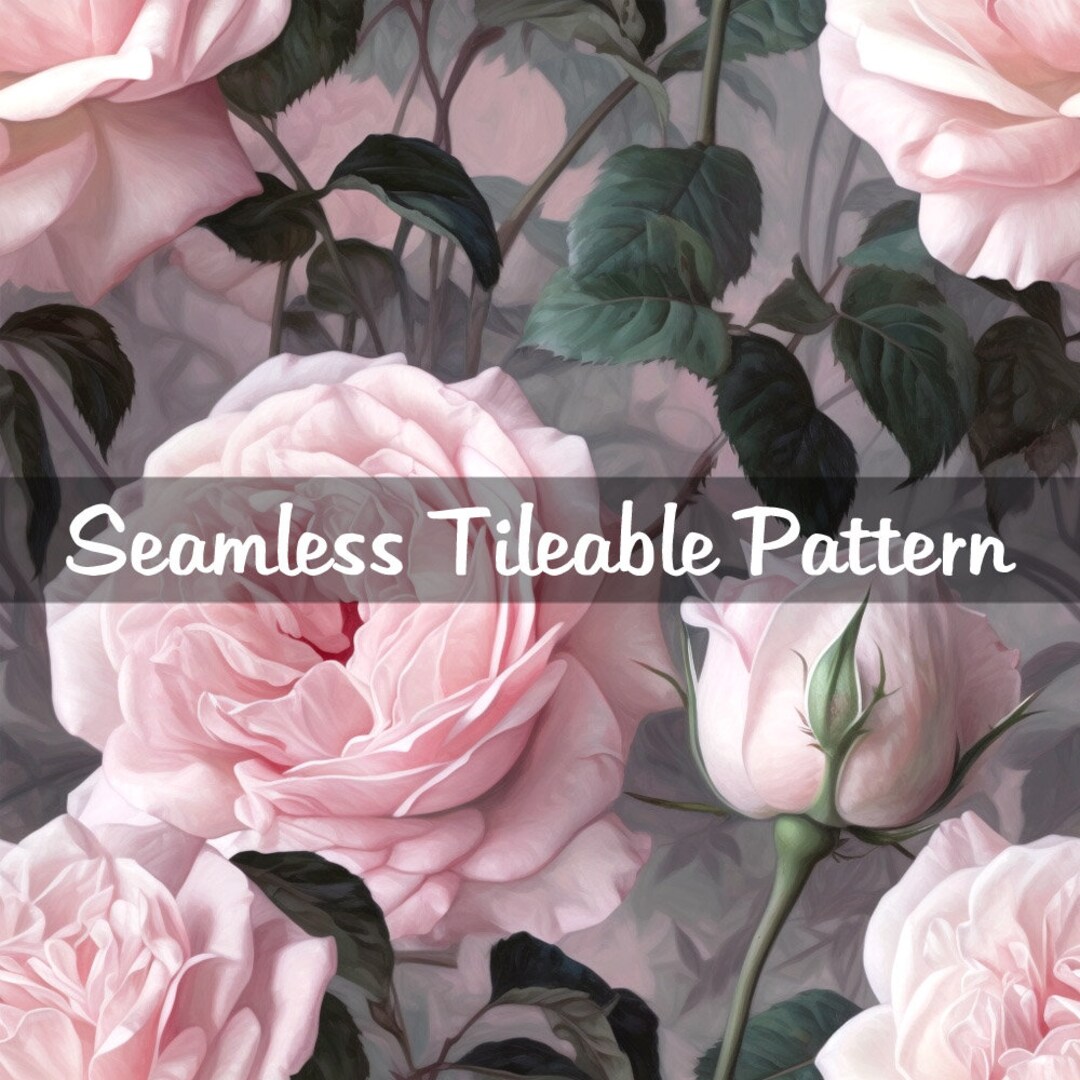 Pink Roses Misty English Garden Tileable Seamless Pattern Repeating ...