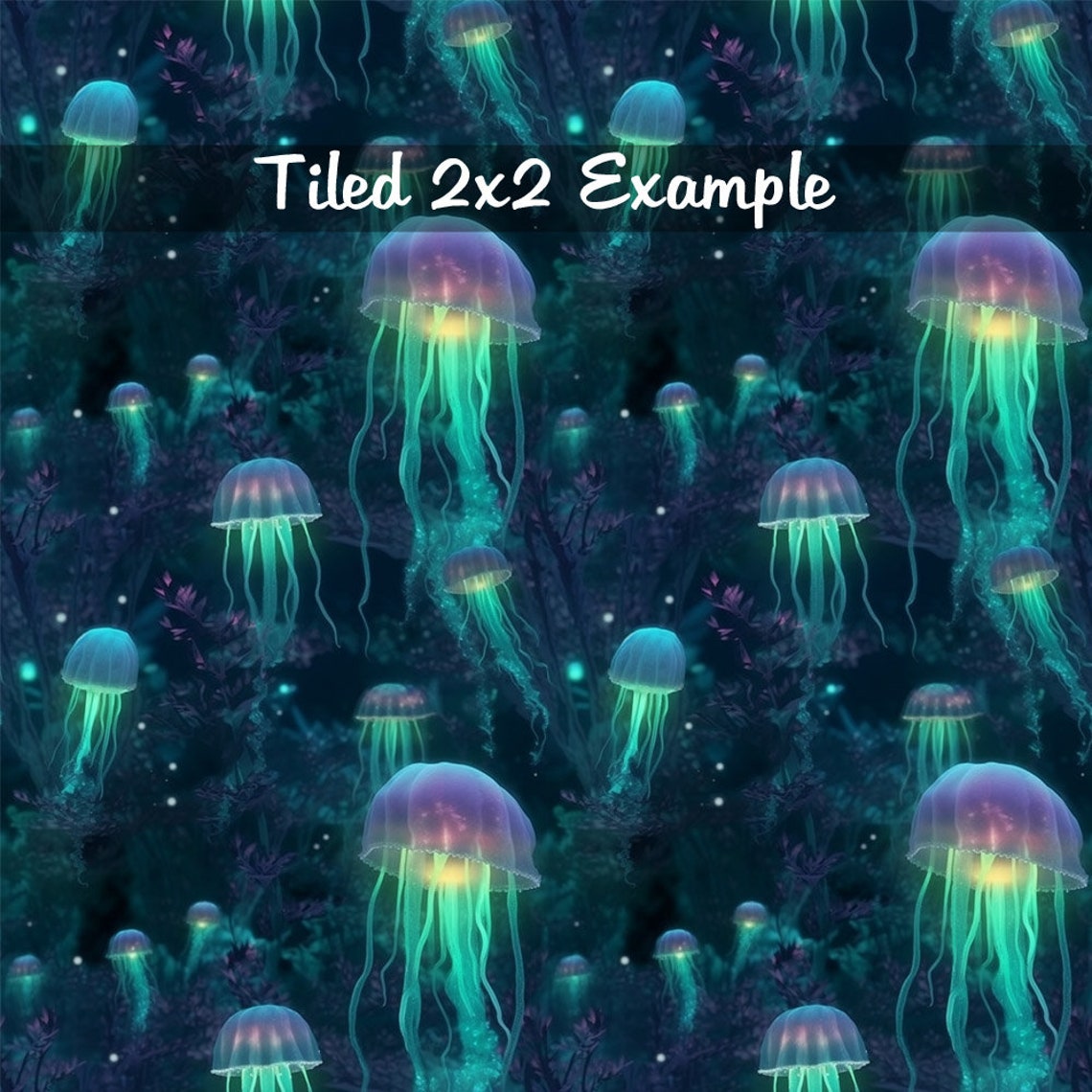Deep Sea Glowing Jellyfish Tileable Seamless Pattern Repeating Digital ...