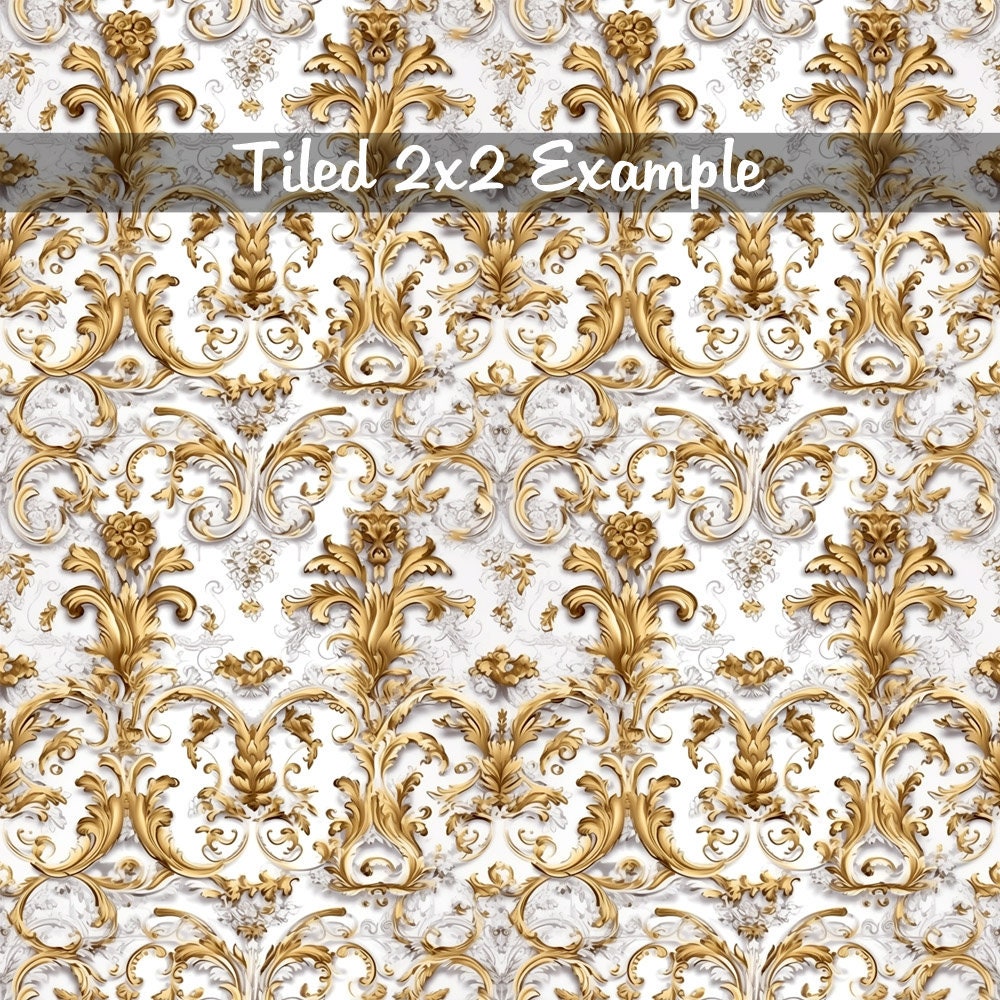 Elegant White & Gold Rococo Bridal Tileable Seamless Pattern Repeating ...