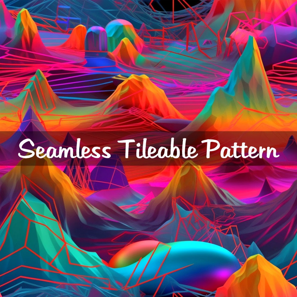 Neon Alien Sci-fi Landscape Tileable Seamless Pattern - Etsy