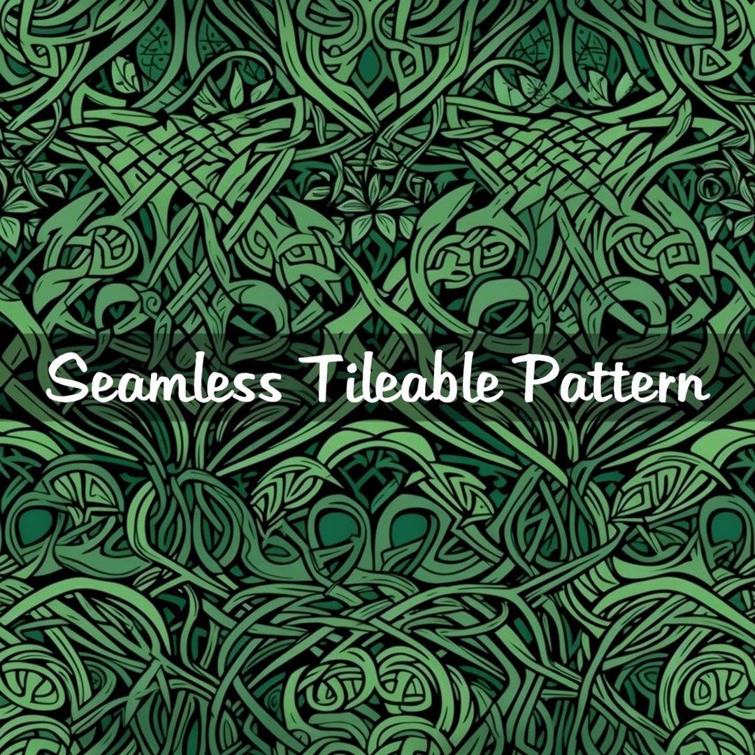 Green Celtic Irish Knotwork Tileable Seamless Pattern Repeating Digital ...
