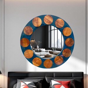 Custom Wooden Wall Mirror Eco Friendly Handmade Wood Framed Mirror Home ...