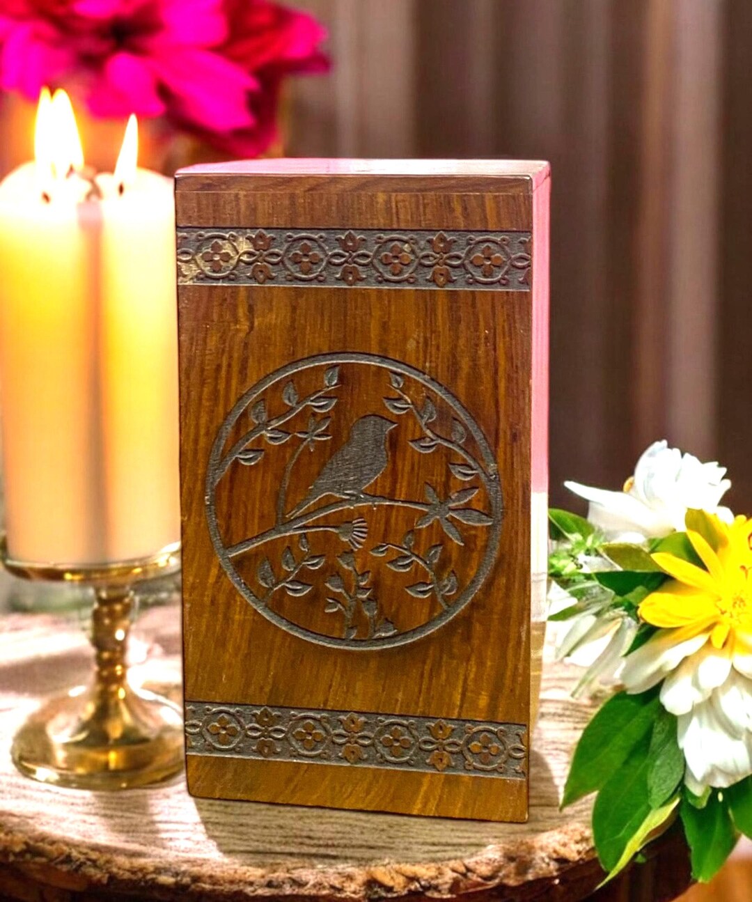 Personalized Wooden Cremation Urn Ashes Handcrafted Memorial Box With ...