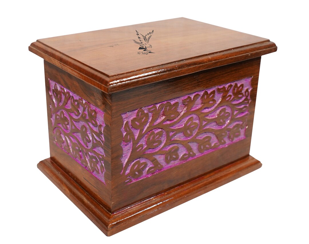 Wood Funeral Urn, Beautiful Engraved Urn With Color, Personalized ...