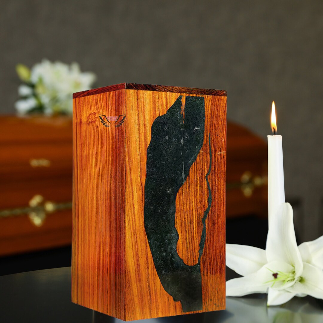 Lichtenberg Wood Urn Wooden Cremation Urn With Beautiful Resin Design ...