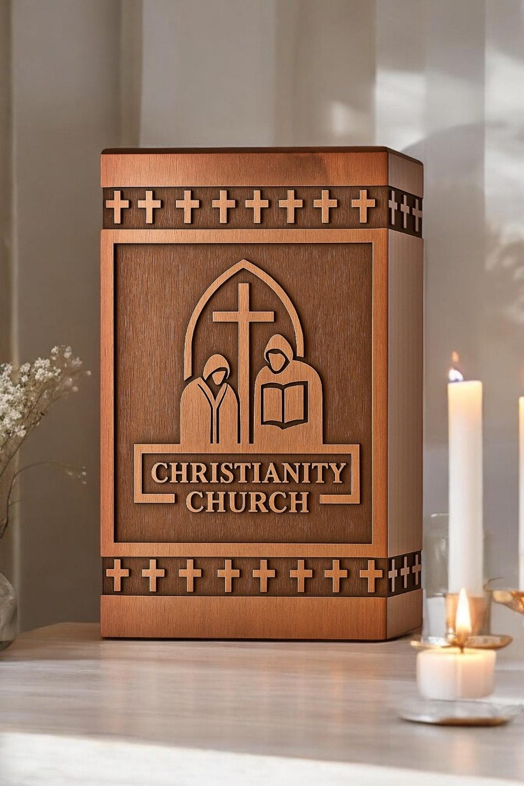 Handcrafted Rosewood Cross Urn: Engraved Christian Keepsake - Etsy