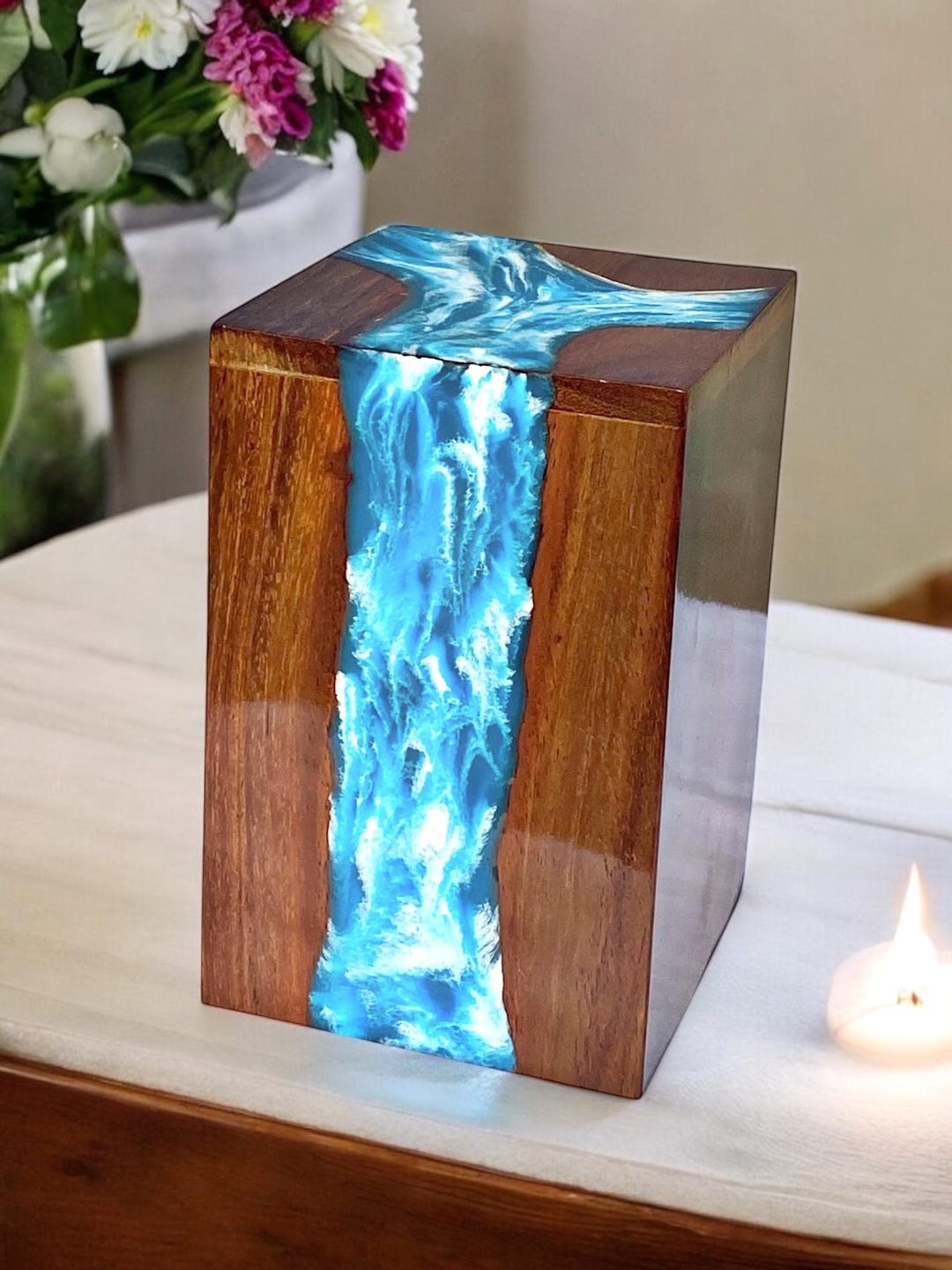 Handcrafted Wooden Resin Urn Box: Memorial Keepsake - Etsy
