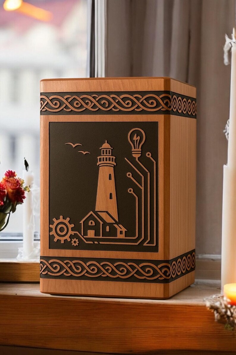Hand Engraved Rosewood Lighthouse Urn: Personalized Memorial Box - Etsy