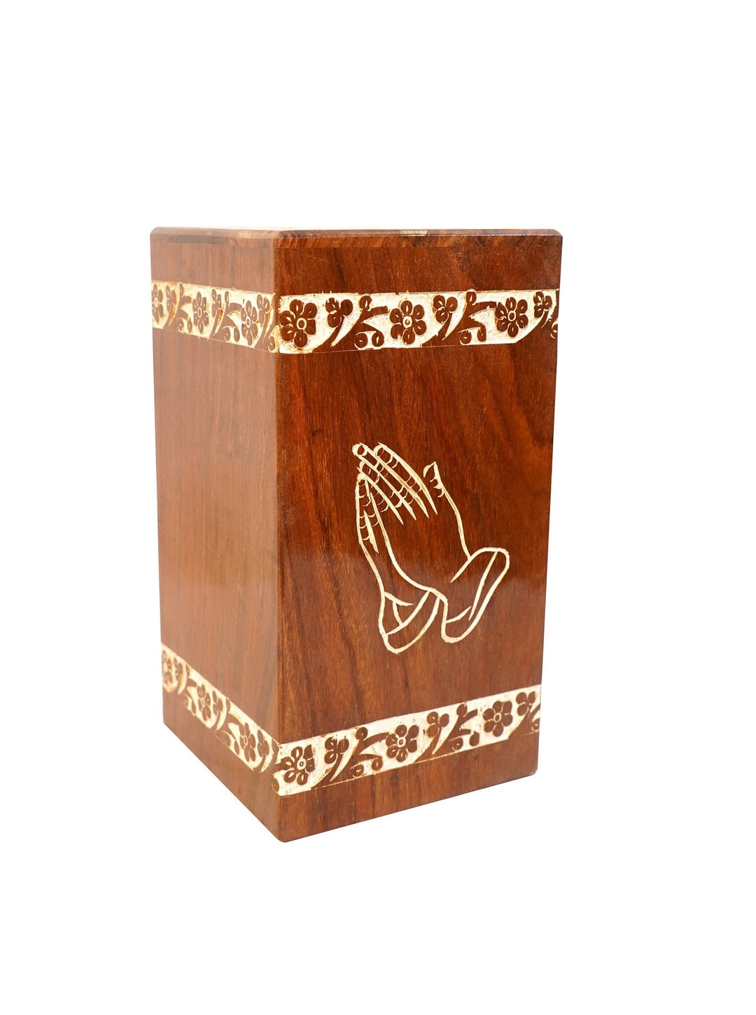 Praying Hand Urn Wooden Box Personalized Cremation Urn for Ashes ...