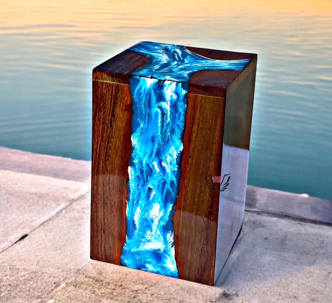 Handcrafted Wooden Resin Urn Box: Memorial Keepsake - Etsy
