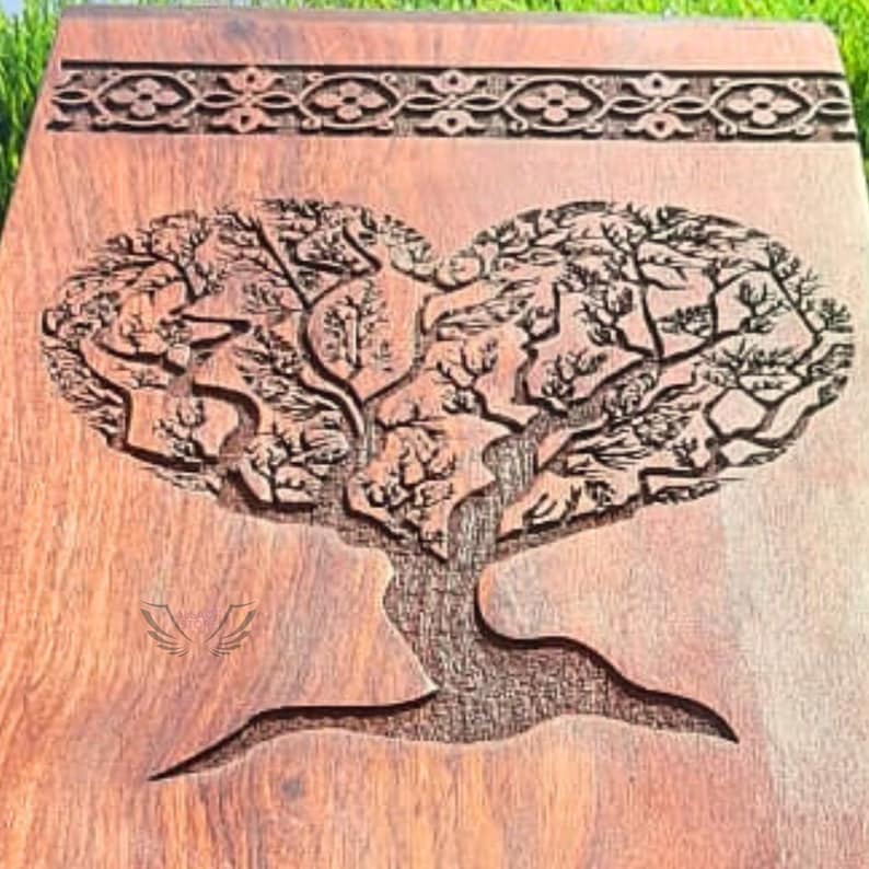 Wooden Tree of Life Urn Urn With Tree of Life Engraved Beautiful Urn ...
