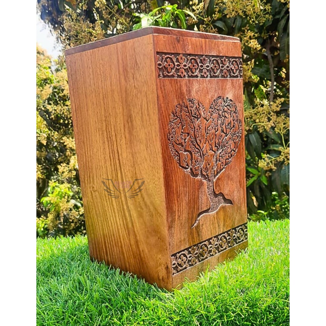 Wooden Tree of Life Urn Urn With Tree of Life Engraved Beautiful Urn ...