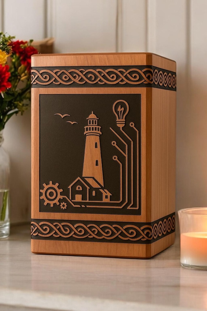 Hand Engraved Rosewood Lighthouse Urn: Personalized Memorial Box - Etsy
