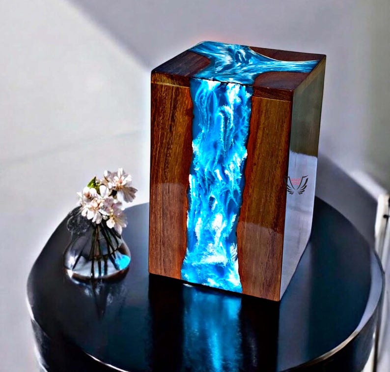 Handcrafted Wooden Resin Urn Box: Memorial Keepsake - Etsy