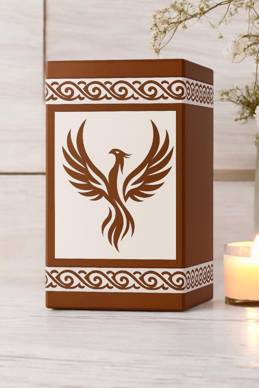 Hand-engraved Phoenix Rosewood Cremation Urn - Personalized Memorial ...