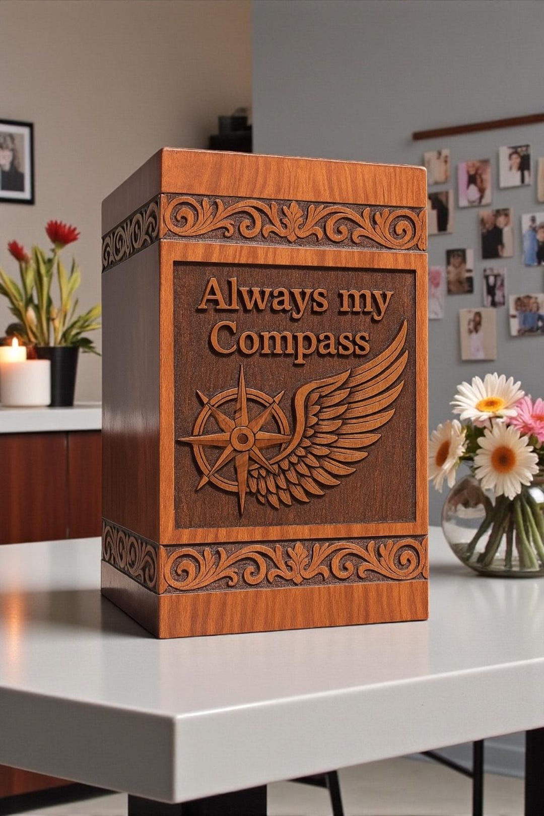 Engraved Wooden Cremation Urn Box: Handmade Memorial Keepsake - Etsy
