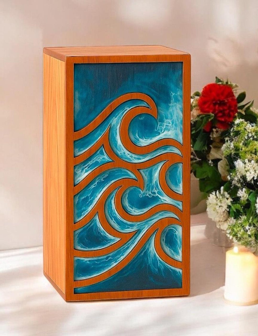Handcrafted Wooden Resin Urn Box for Ashes – Personalized Rosewood ...