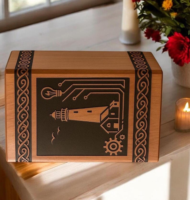 Hand Engraved Rosewood Lighthouse Urn: Personalized Memorial Box - Etsy