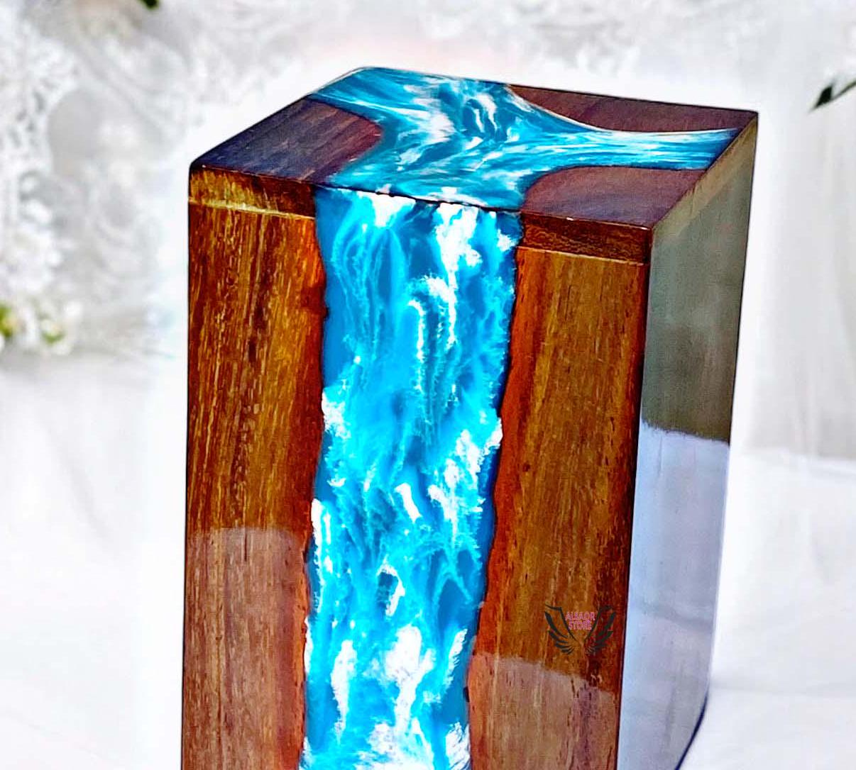 Handcrafted Wooden Resin Urn Box: Memorial Keepsake - Etsy