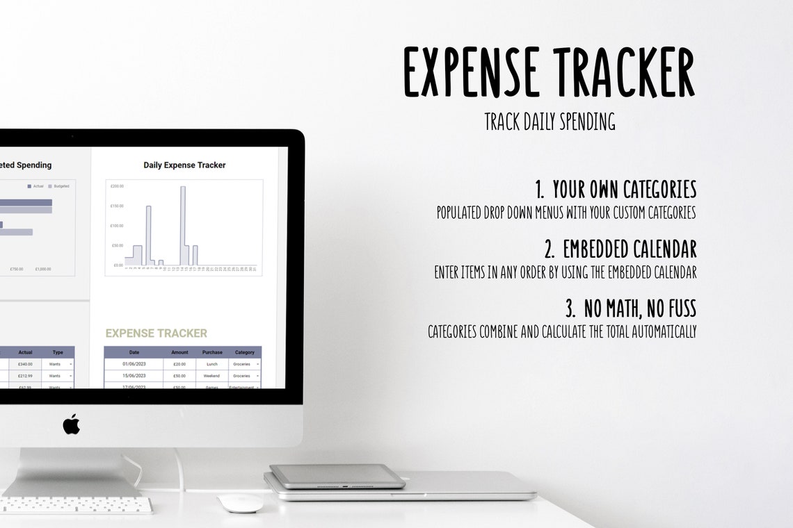 50/30/20 Monthly Budget Template and Expense Tracker / Digital Budget ...