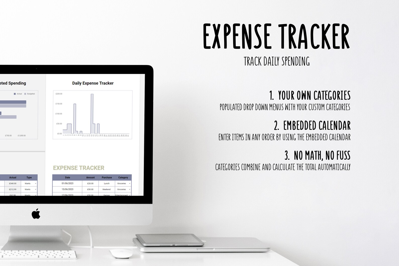 50/30/20 Monthly Budget Template and Expense Tracker / Digital Budget ...