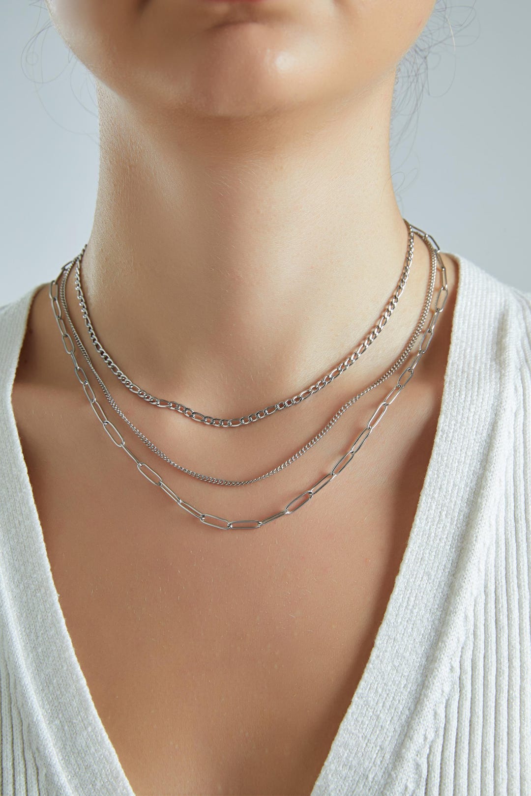 SILVER Chain Necklace, Paperclip Silver Chain Necklace, Christmas Gift ...