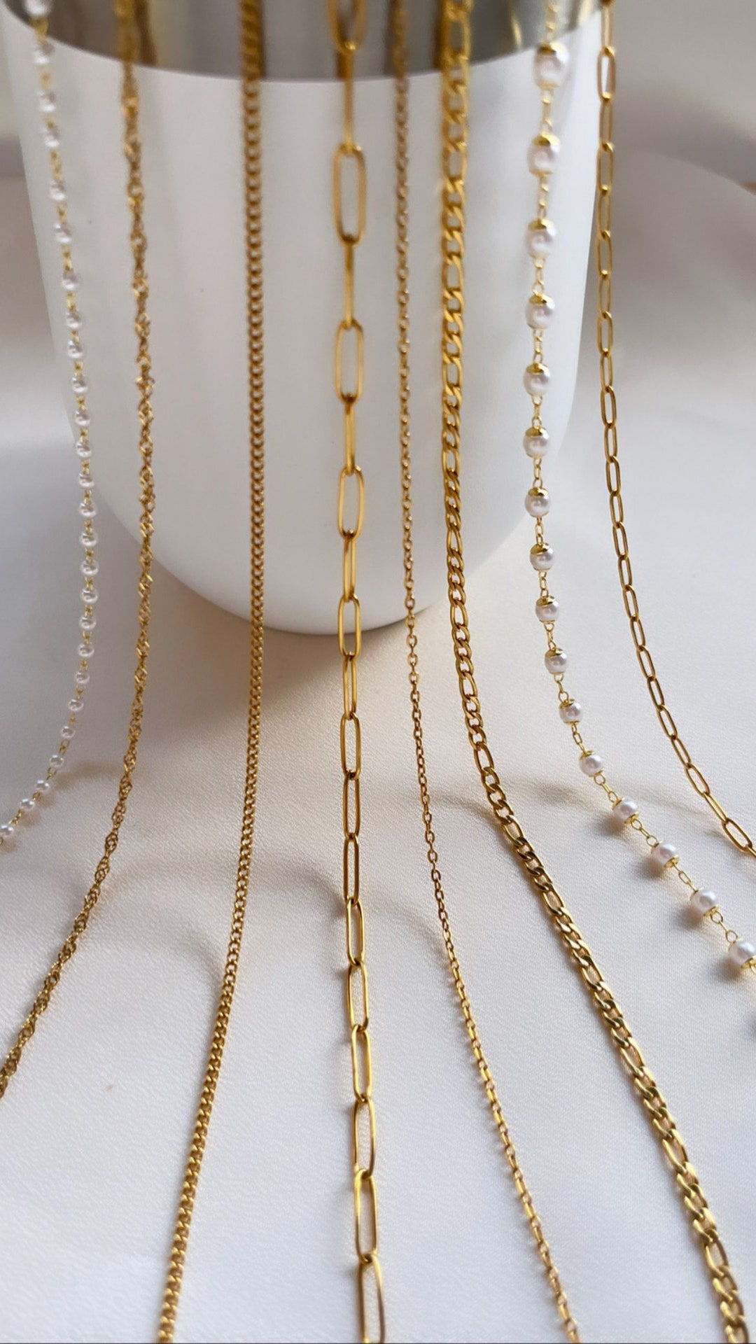 18K Gold Chain Necklace, Vine Chain, Twist Chain, Gift for Her, Figaro ...