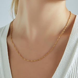 18K Gold Chain Necklace, Vine Chain, Twist Chain, Gift for Her, Figaro ...