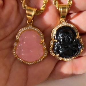 18K Gold White Buddha Necklace, Unisex Buddha Necklace, Waterproof ...