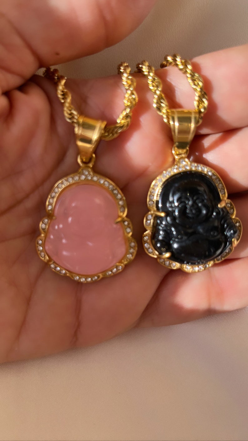 18K Gold White Buddha Necklace, Unisex Buddha Necklace, Waterproof ...