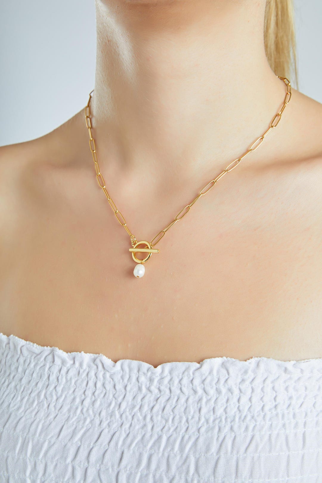 Pearl Necklace, Jewelry Gift for Her, Toggle Necklace, Dainty Jewelry ...
