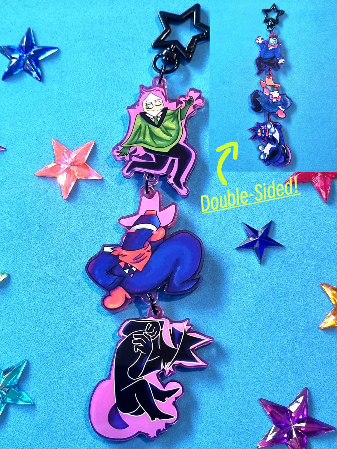 Deltarune Fake Mikes Trio Double-sided Connected Keychain (battat ...
