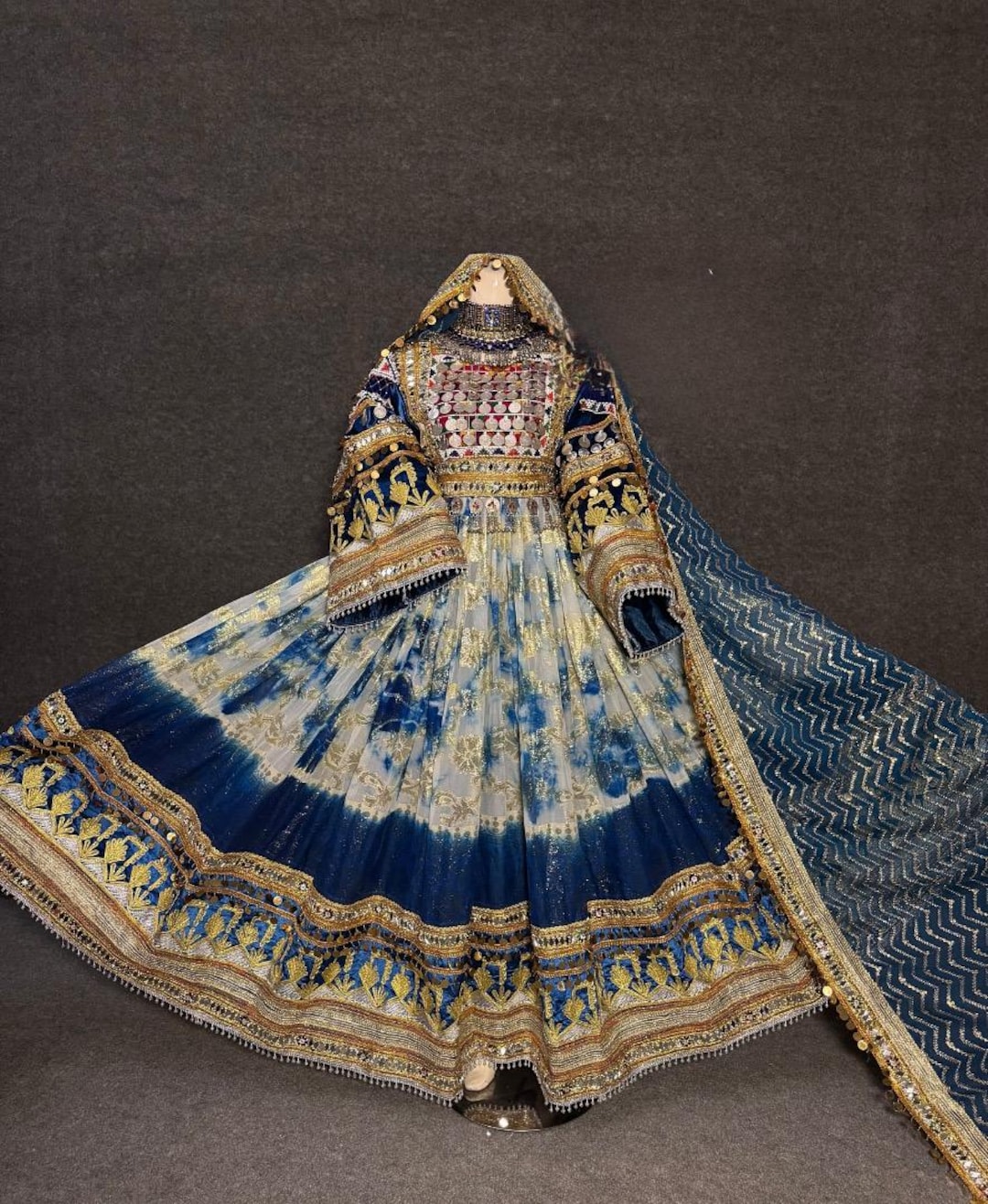 Afghan Bridal Dress: Brosha Fabric, Charma Embroidery, 6-meter Skirt - Etsy