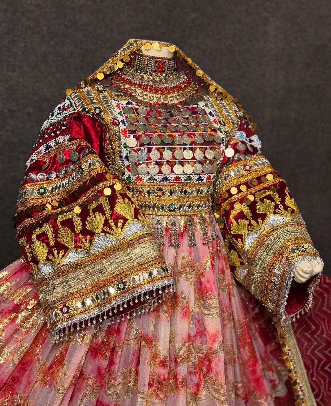 Afghan Bridal Dress: Brosha Fabric, Charma Embroidery, 6-meter Skirt ...