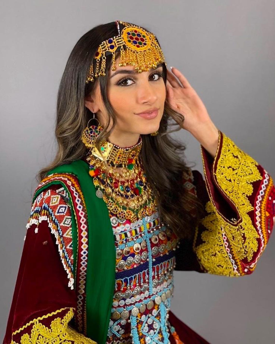 Afghan Kuchi Dress: Embroidered Gibi Shalwar, Banaras Fabric - Etsy