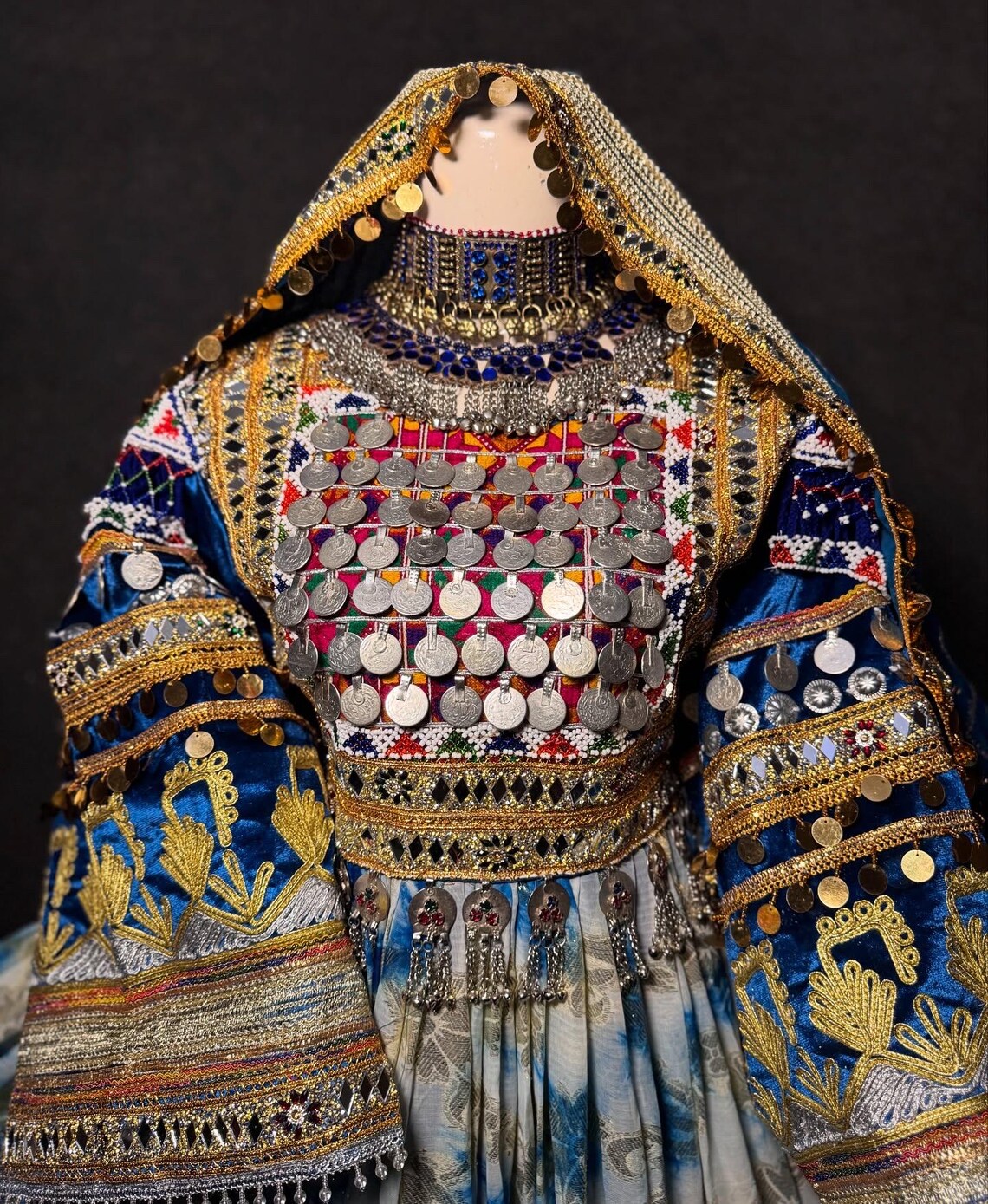 Afghan Bridal Dress: Brosha Fabric, Charma Embroidery, 6-meter Skirt ...