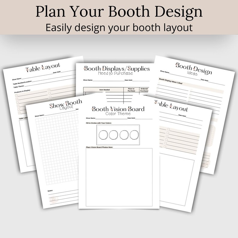 Craft Show Booth Planner Printable, Boho Craft Fair Booth Design ...
