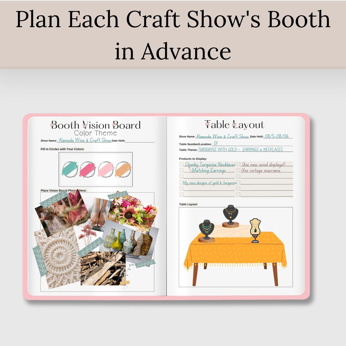 Craft Show Booth Planner Printable Boho Craft Fair Booth - Etsy