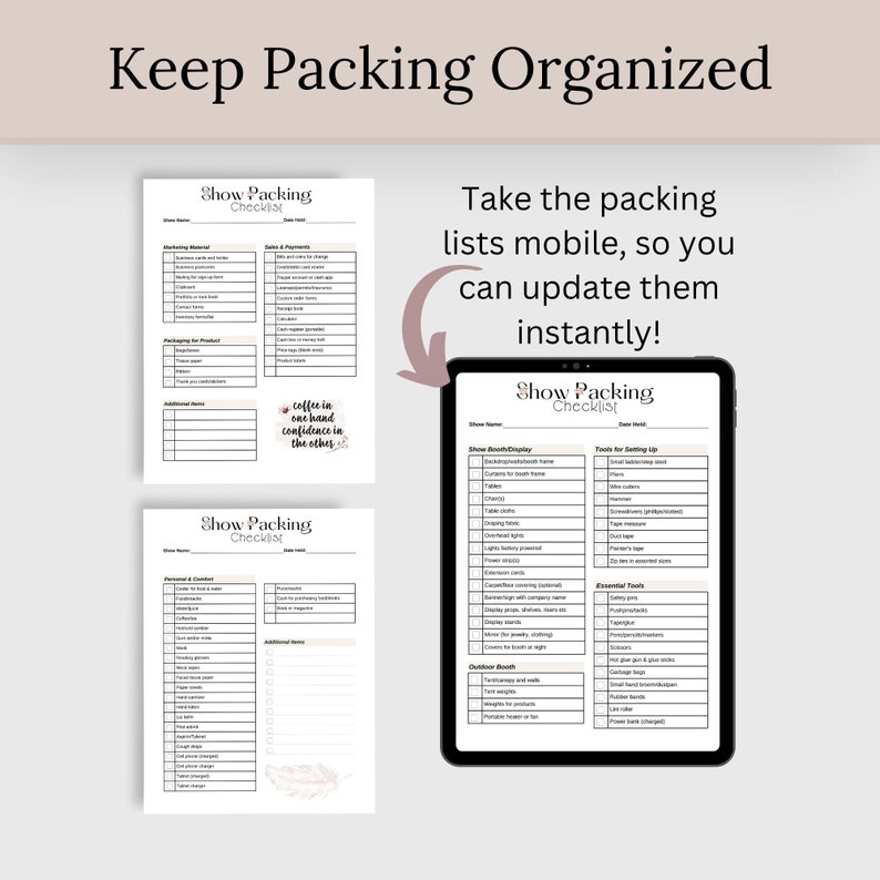 Craft Show Planner Printable, Craft Show Packing Checklist, Craft Fair ...