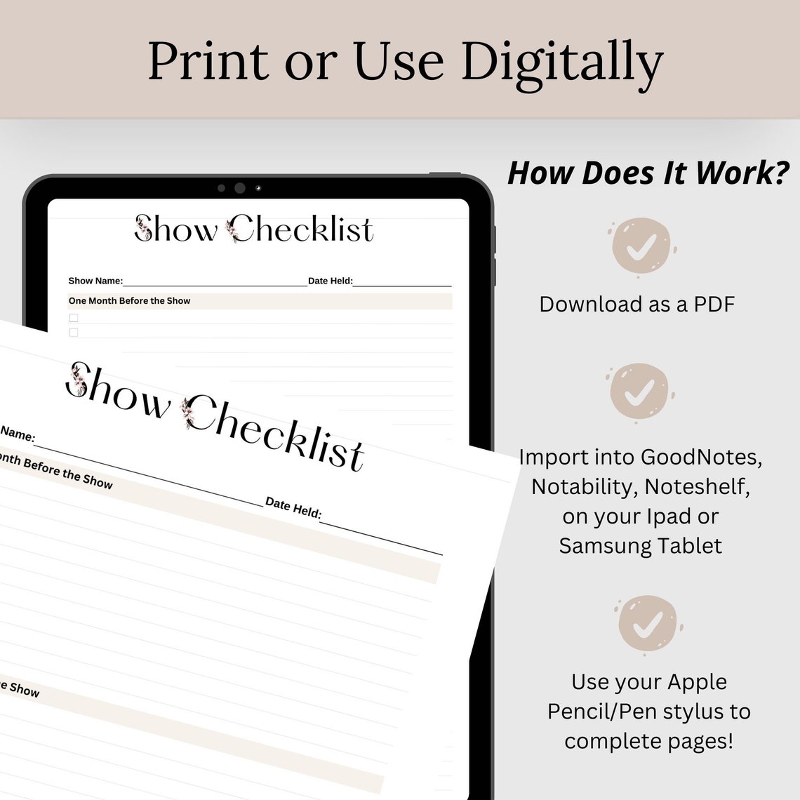 Craft Show Planner Printable, Craft Show Packing Checklist, Craft Fair ...