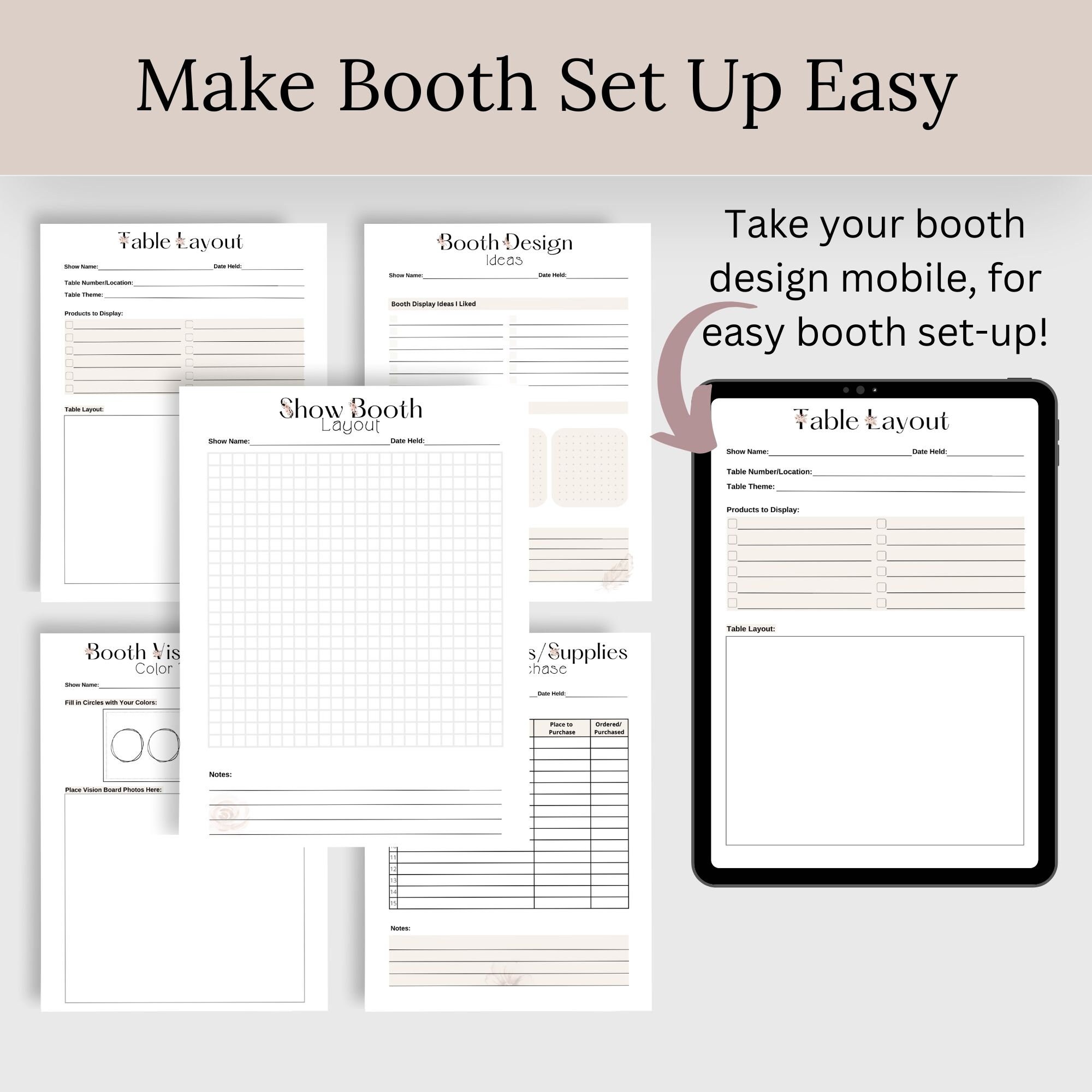 Craft Show Booth Planner Printable, Boho Craft Fair Booth Design ...