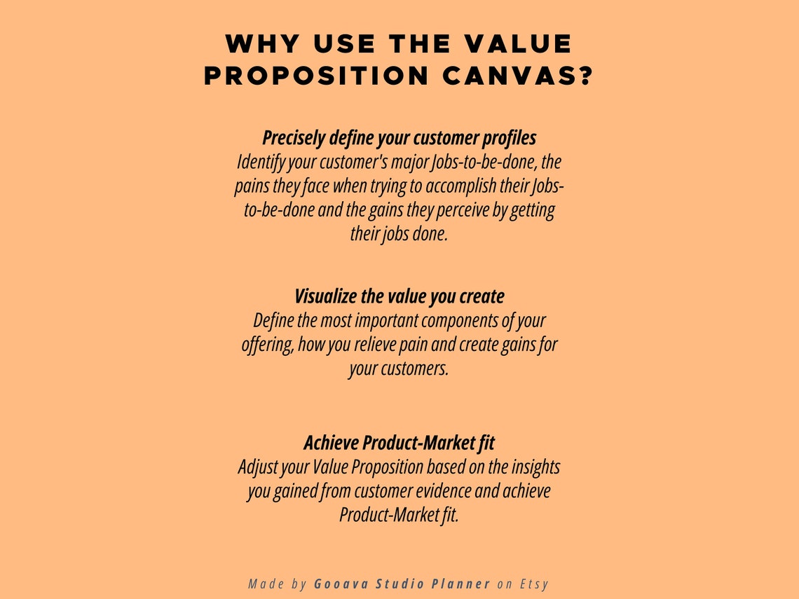 VALUE PROPOSITION Canvas Blank Simple Business Minimalist Planner Guide ...