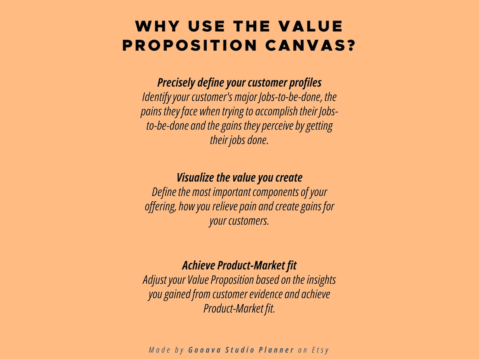 VALUE PROPOSITION Canvas Blank Simple Business Minimalist Planner Guide ...