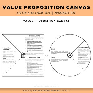 VALUE PROPOSITION Canvas Blank Simple Business Minimalist Planner Guide ...